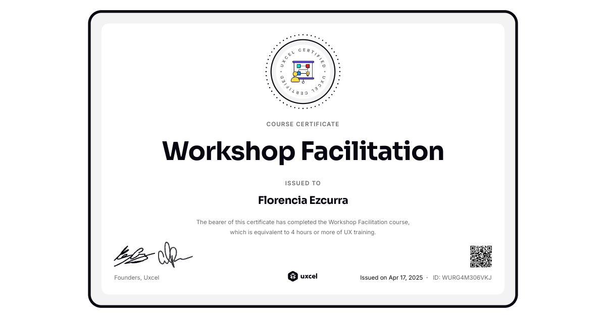 Uxcel Course Certificate of Completion | Uxcel